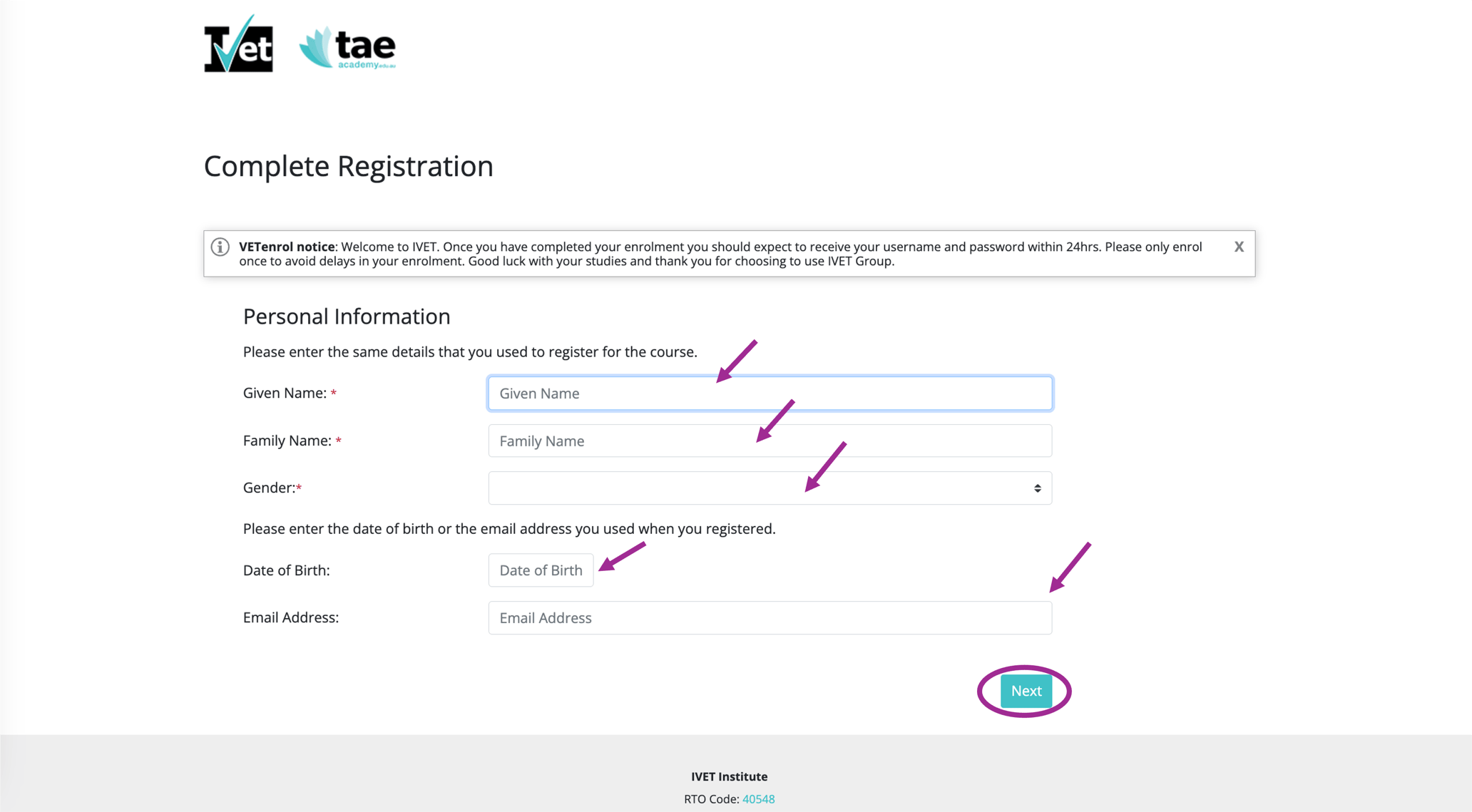 The Enrolment Form
